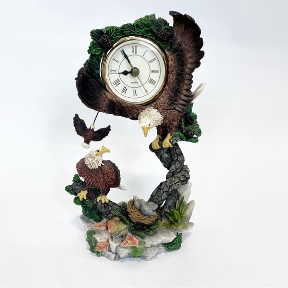 Other | Vintage American Eagle Figurine Clock With Swinging Small Eagle ...